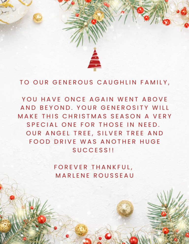 Thank you Caughlin Family | Caughlin Athletic Club